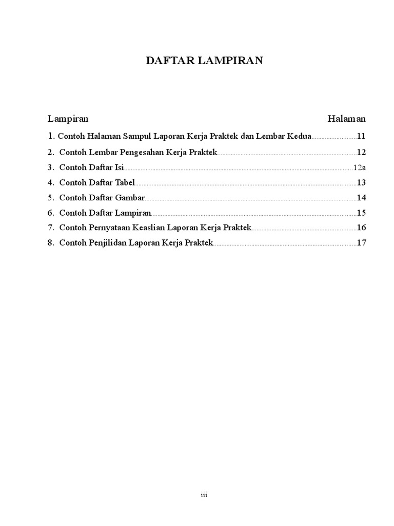 Daftar Lampiran | PDF