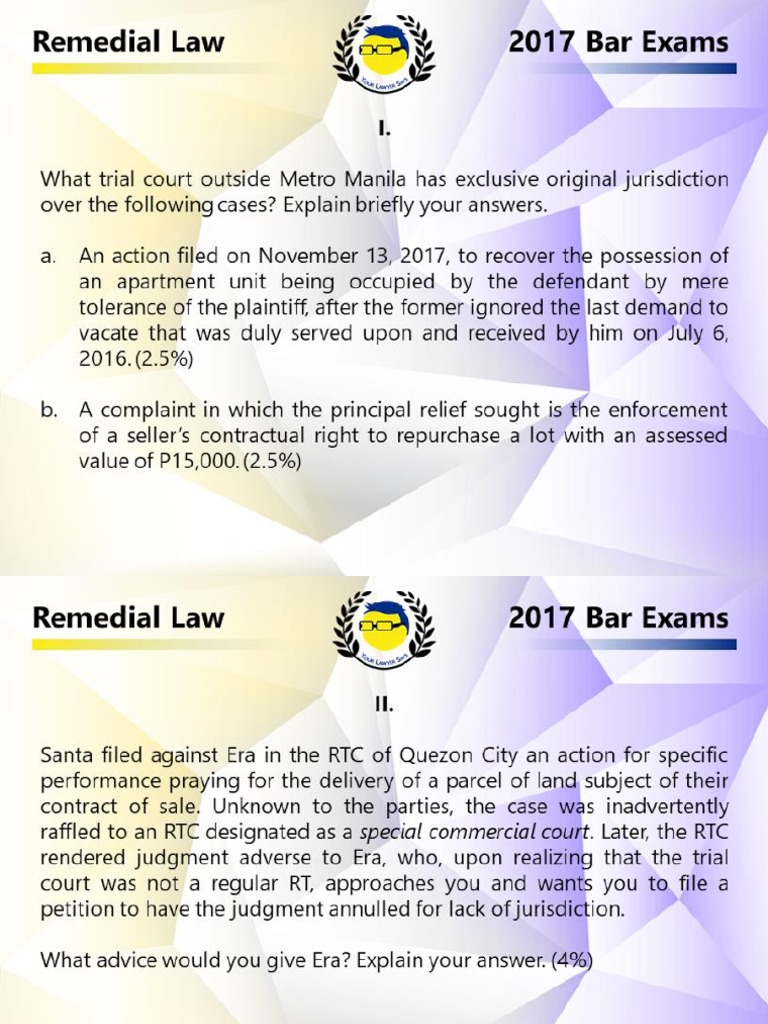 2017 Bar Questions | PDF