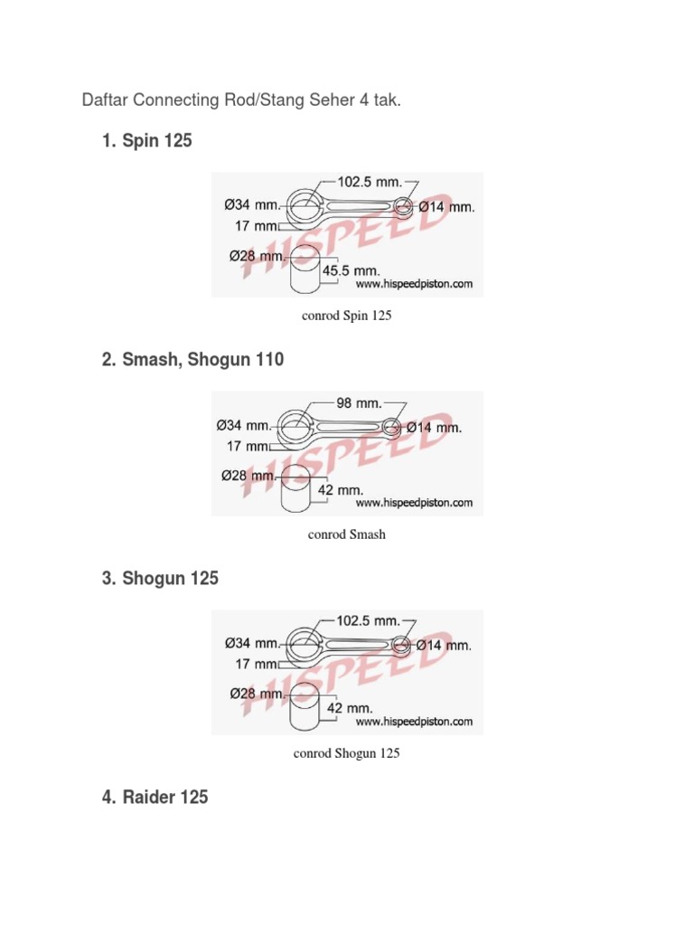 Daftar Connecting Rod | PDF