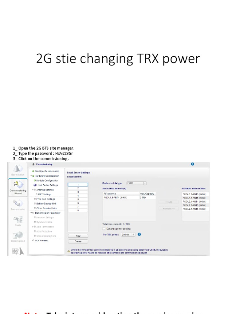 2G Stie Changing TRX Power | PDF