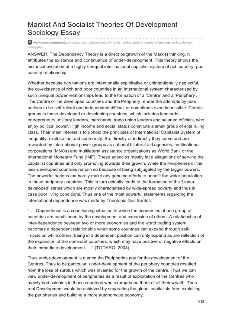 Marxist and Socialist Theories of Development Sociology Essay | PDF ...
