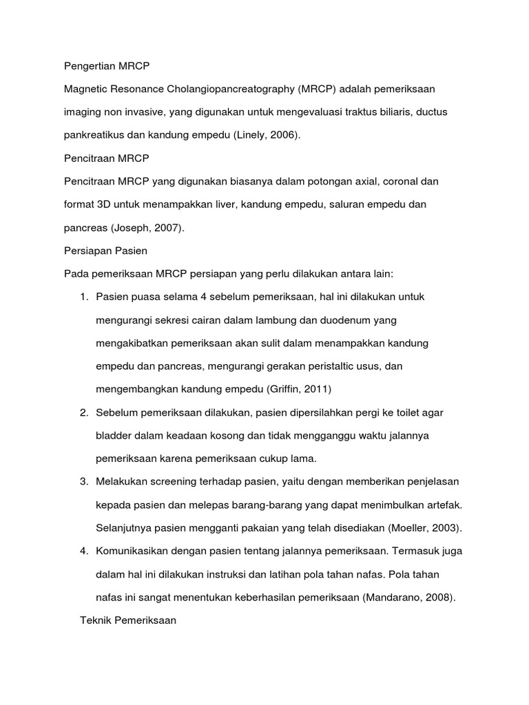 Persiapan dan Teknik Pemeriksaan MRCP | PDF | Sains & Matematika