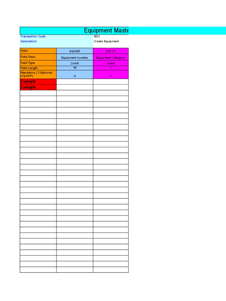 PM Master Data Template v1 | PDF | Data Type | Transport