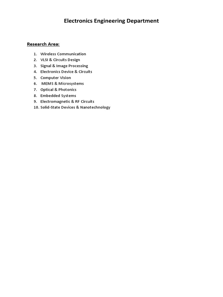 Electronics Engineering Department: Research Area | PDF ...