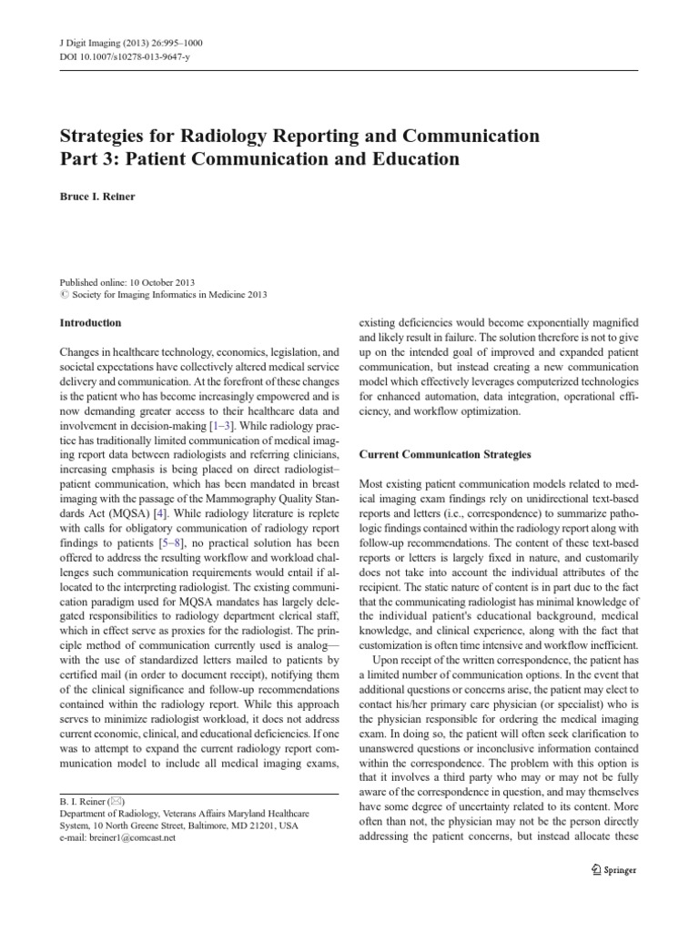 Enhancing Patient Communication in Radiology | PDF | Radiology ...