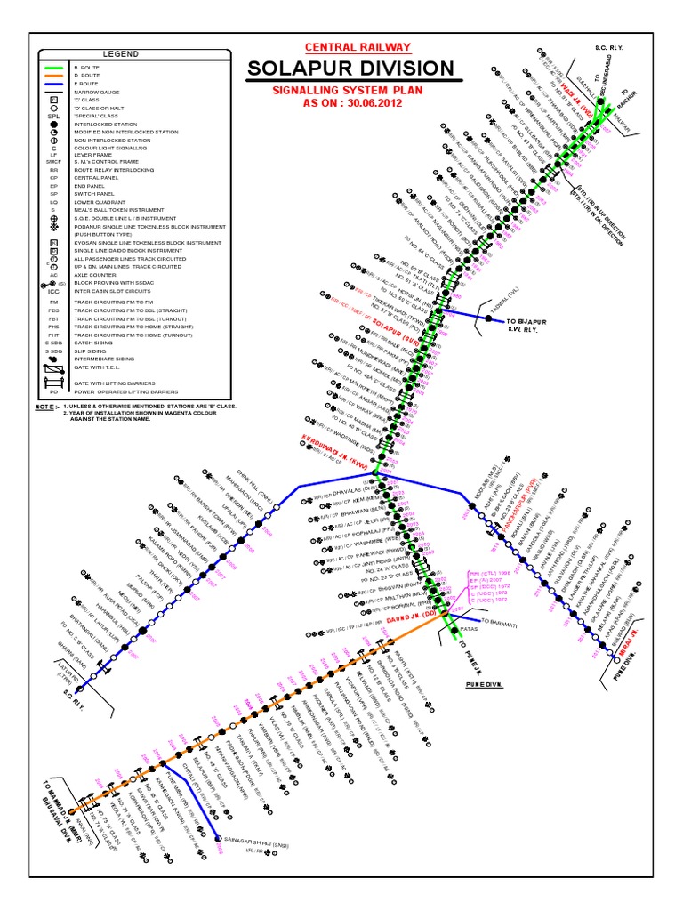 Solapur Divn Map | PDF | Rail Infrastructure | Rail Transport
