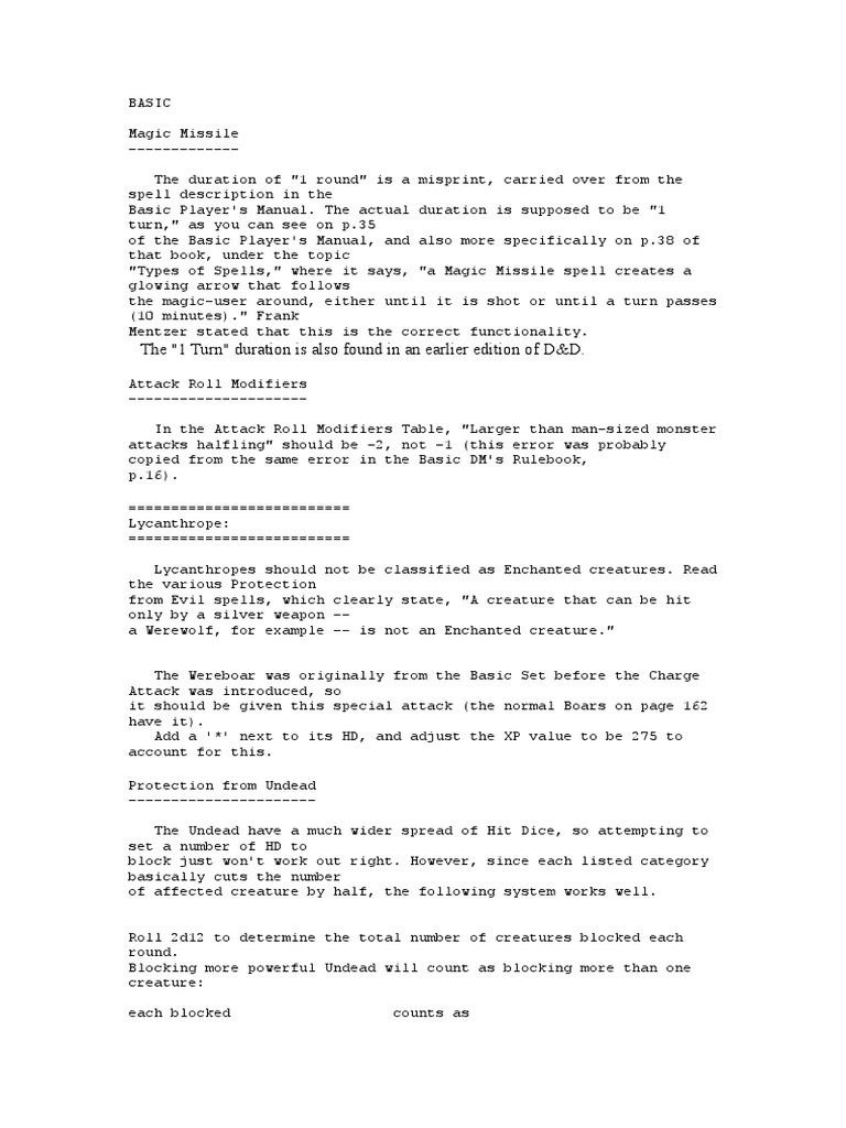 BECMI Errata | PDF | Dungeons & Dragons | Zombies