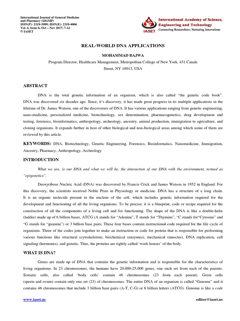IJGMP-Real-World DNA APPLICATIONS-Mohammad Bajwa - Rewritten | PDF ...