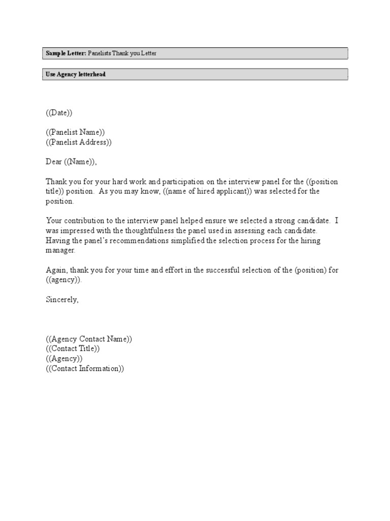 Panelists Thank You Letter | PDF