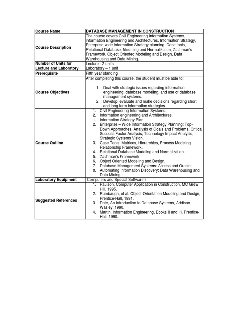 Database in Construction | Download Free PDF | Databases | Engineering