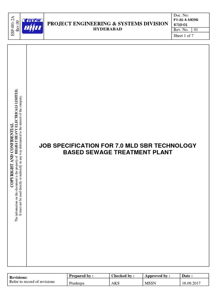 Technical Specification - Rev 01 | PDF | Sewage Treatment ...