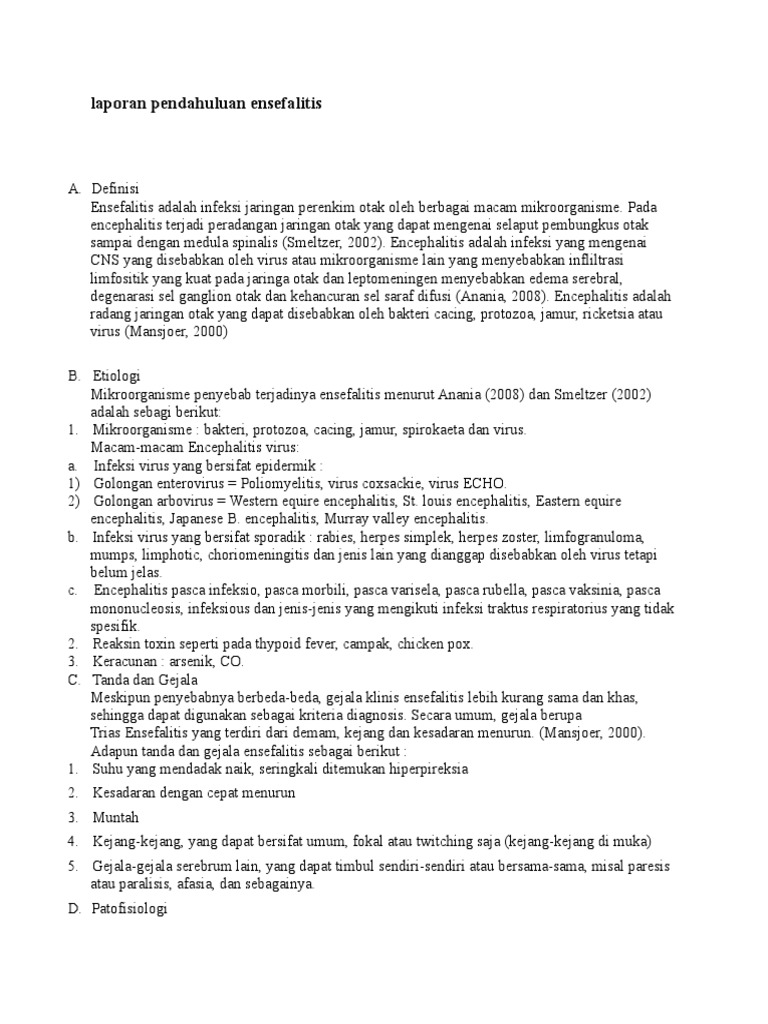 Laporan Pendahuluan Ensefalitis | PDF