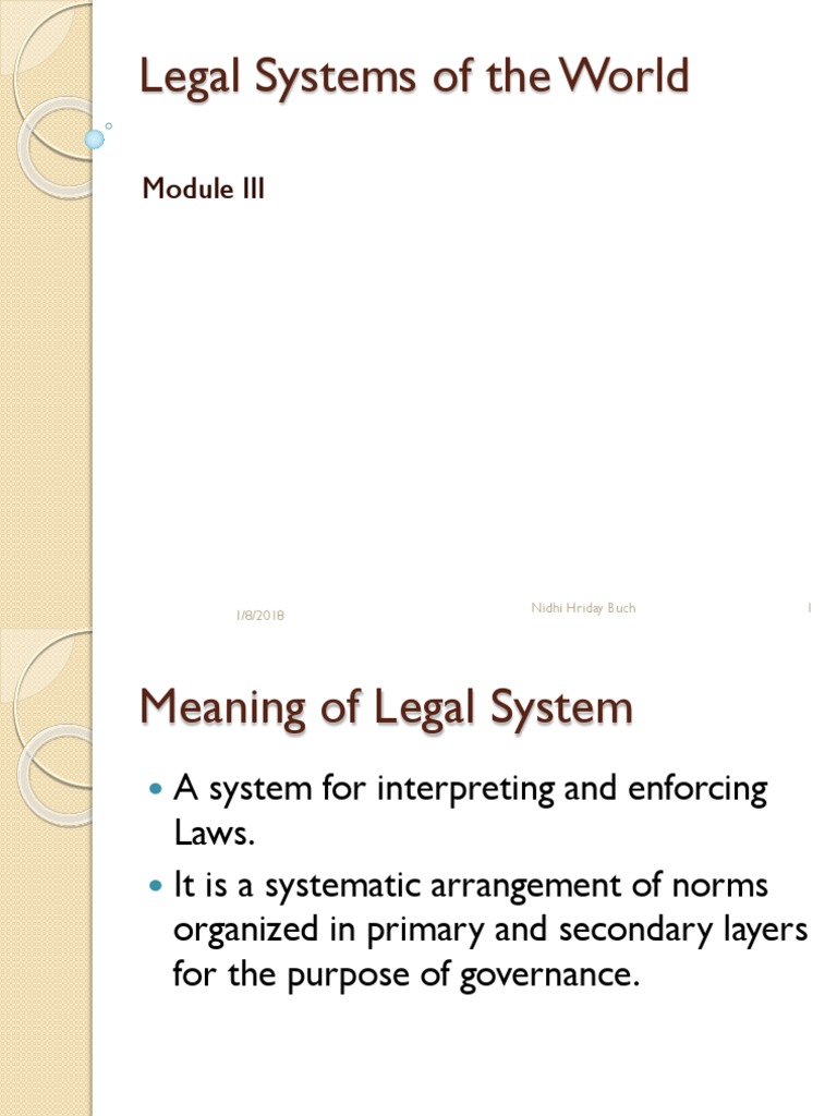 Legal Systems | PDF | Sharia | Civil Law (Legal System)