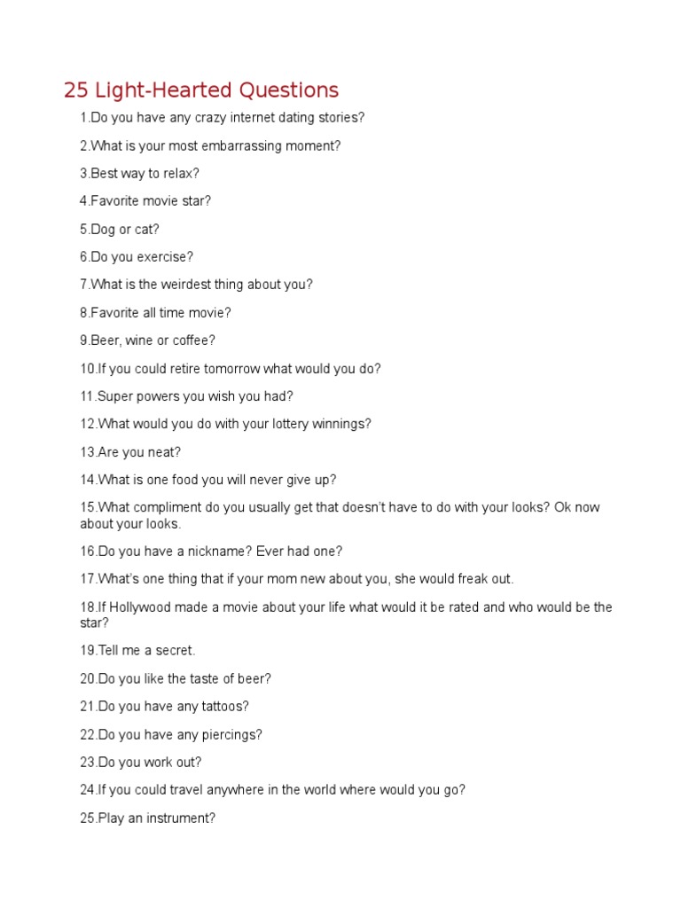 25 Light-Hearted Questions | PDF