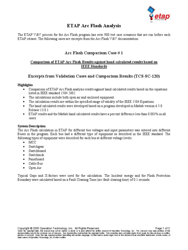 ETAP Arc Flash Analysis | PDF | Copyright | Electrical Components