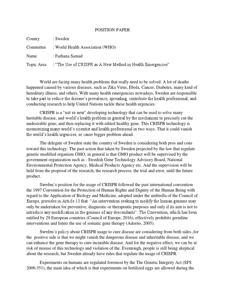 Position Paper Sweden | PDF | Gene Therapy | Biotechnology