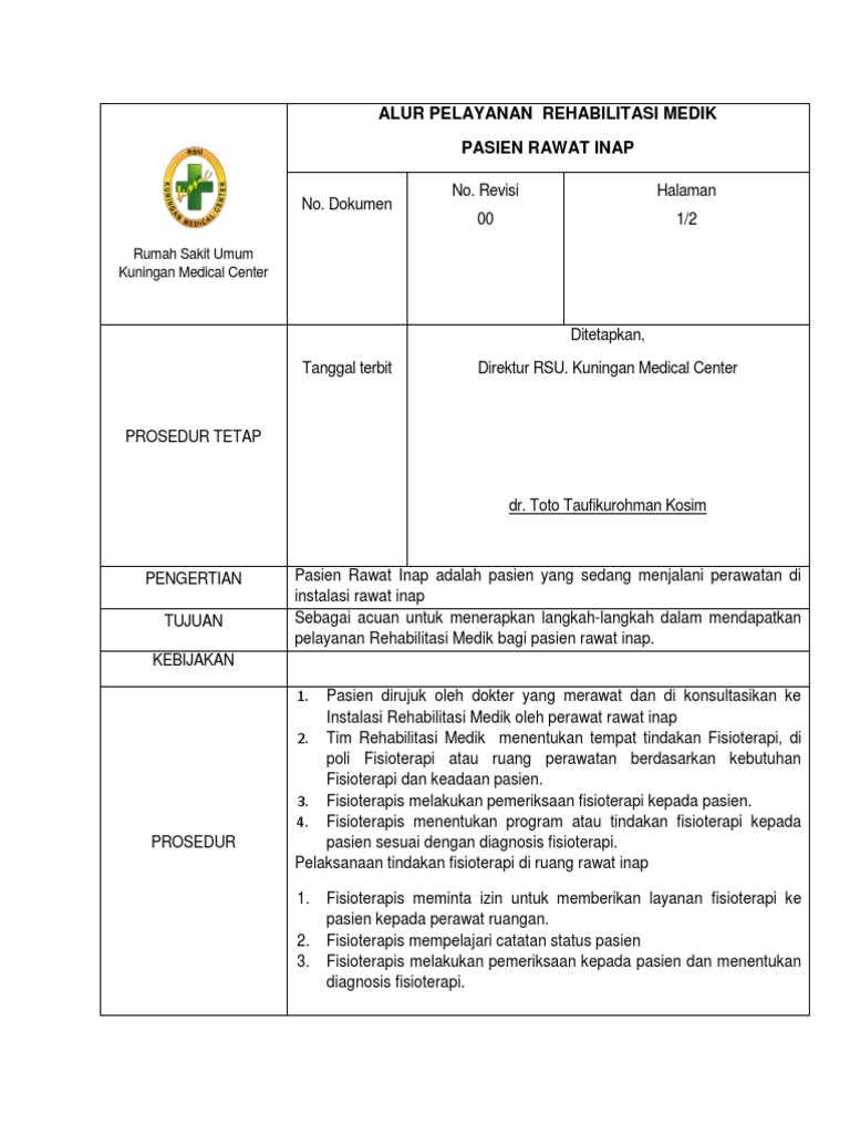 SPO ALUR Pasien Fisioterapi RANAP | PDF | Pengembangan Diri | Kesehatan ...