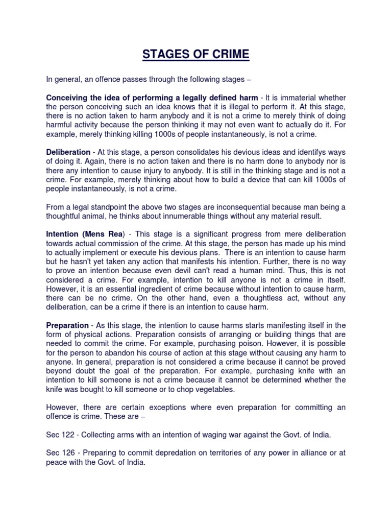 Stages of Crime | PDF | Murder | Mens Rea