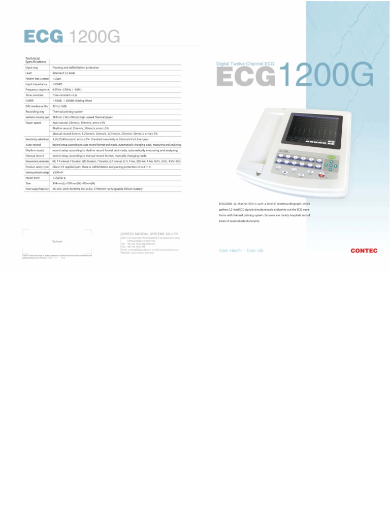 Ecg 1200G Contec PDF | PDF
