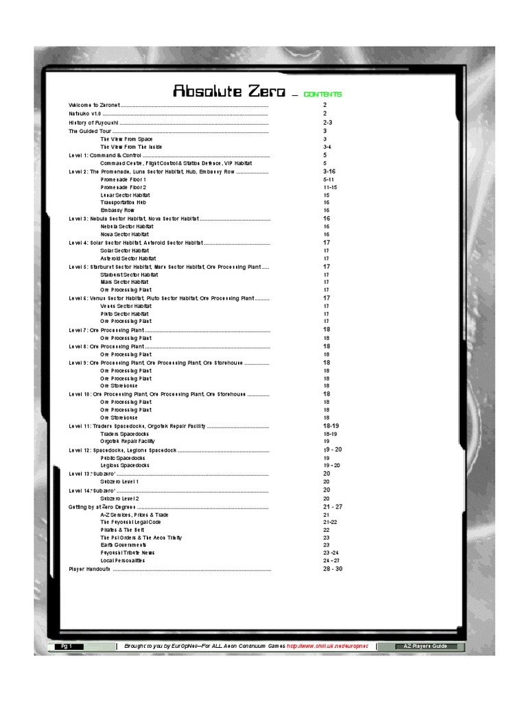 White Wolf - Aeon Trinity - Absolute Zero PLayer' S Guide | PDF ...
