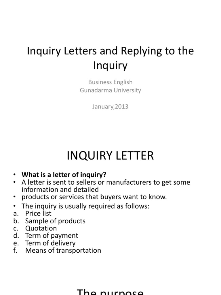 Inquiry Letters and Reply | PDF | Business