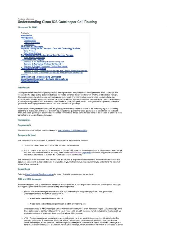 Understanding Cisco IOS Gatekeeper Call Routing | PDF | Voice Over Ip | Networks