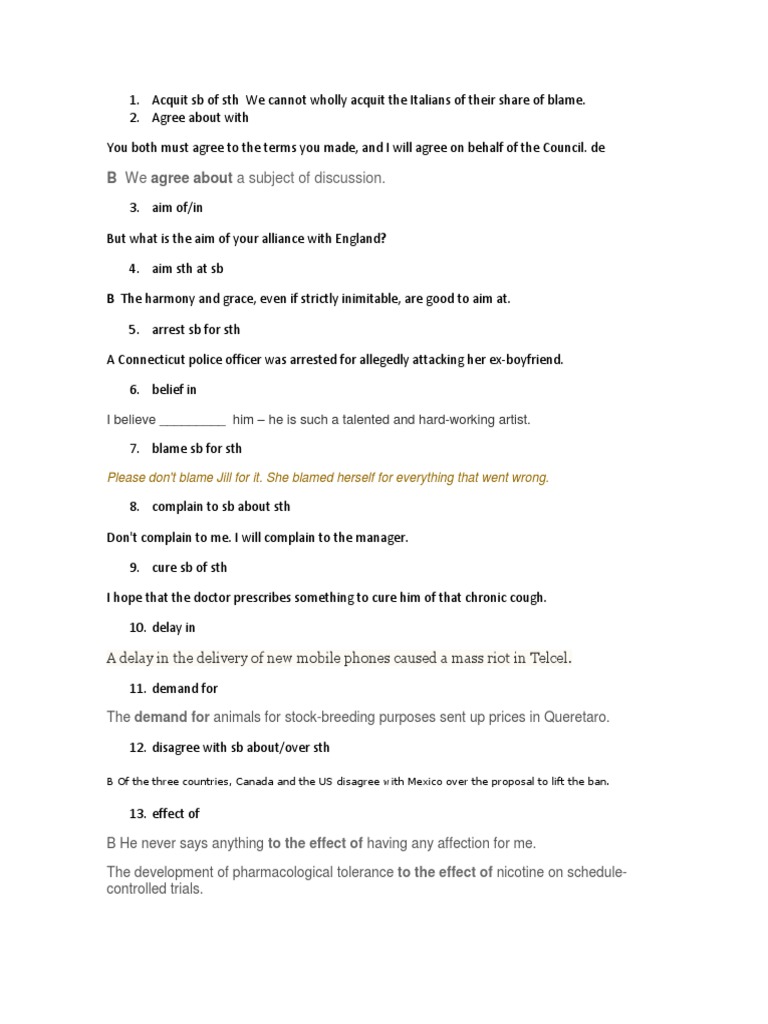 Dependent Prepositions Sentences | PDF | Politics | Social Science