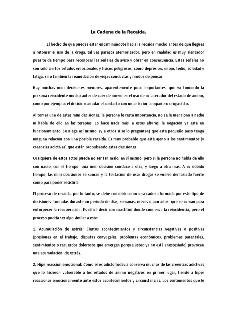 La Cadena de La Recaida | PDF | Soledad | La dependencia de sustancias