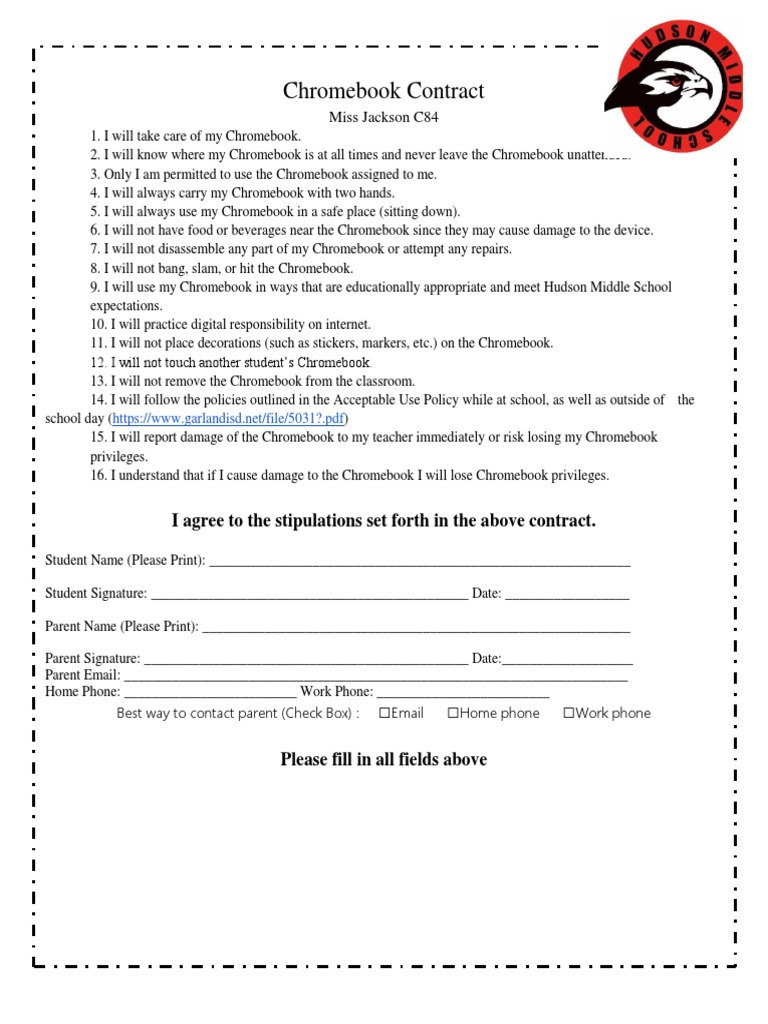Chromebook Usage Agreement Form | PDF