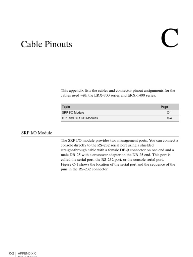Cable Pinouts: SRP I/O Module | PDF