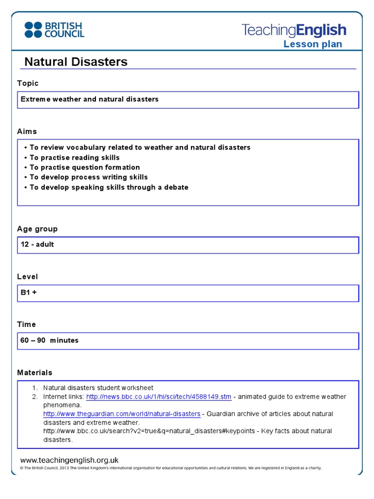 Natural Disasters | PDF | Lesson Plan | Tropical Cyclones