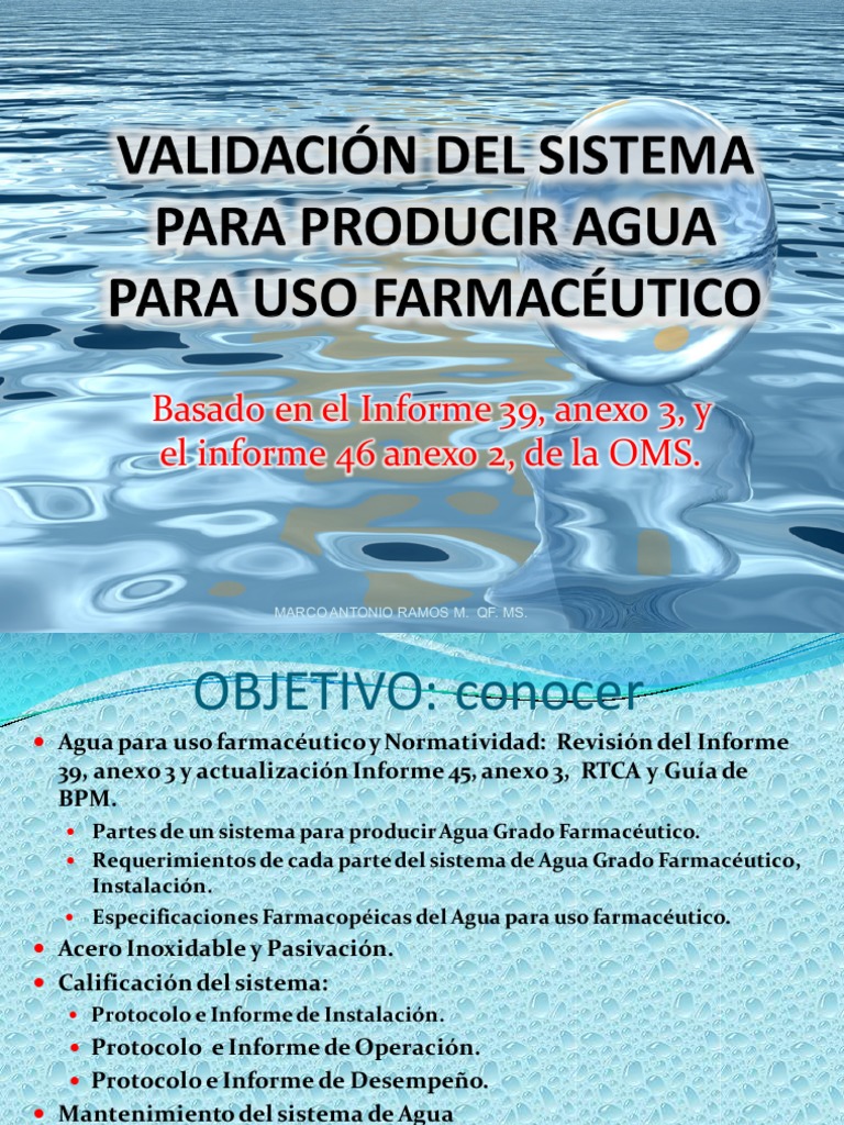 Validacion Agua Grado Farmaceutico | PDF | Acero inoxidable | Agua