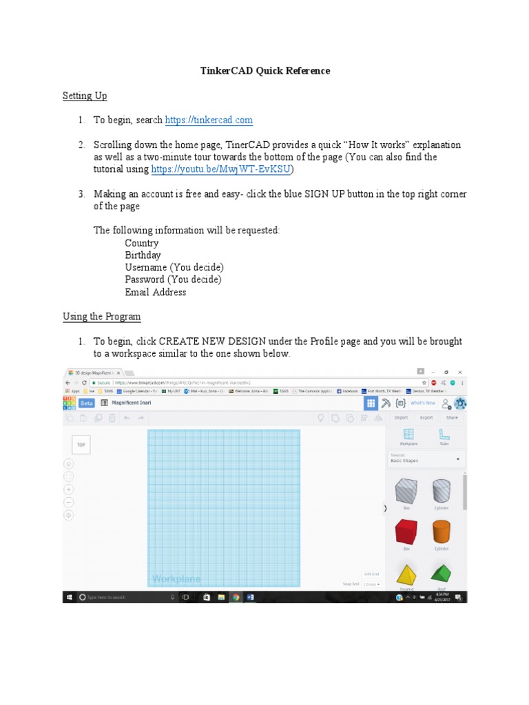 TinkerCAD Quick Reference Guide | PDF | Games & Activities | Art