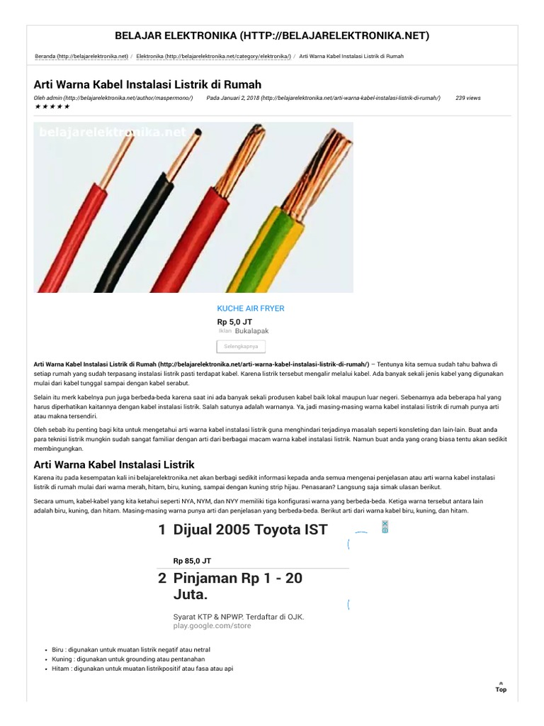 Arti Warna Kabel Instalasi Listrik Di Rumah | PDF