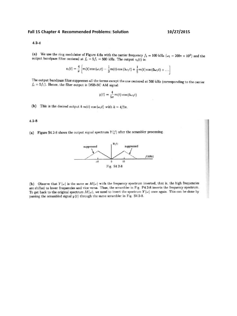 Fall 15 Chapter 4 Recommended Problems - Solution | PDF