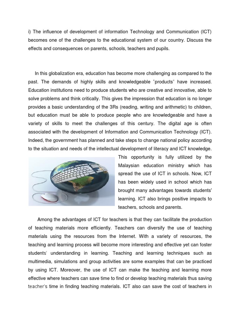 Ict Essay | PDF | Educational Technology | Teachers