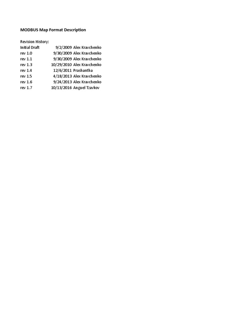 Mod Bus Map Format Pdf Binary Coded Decimal Digital Technology