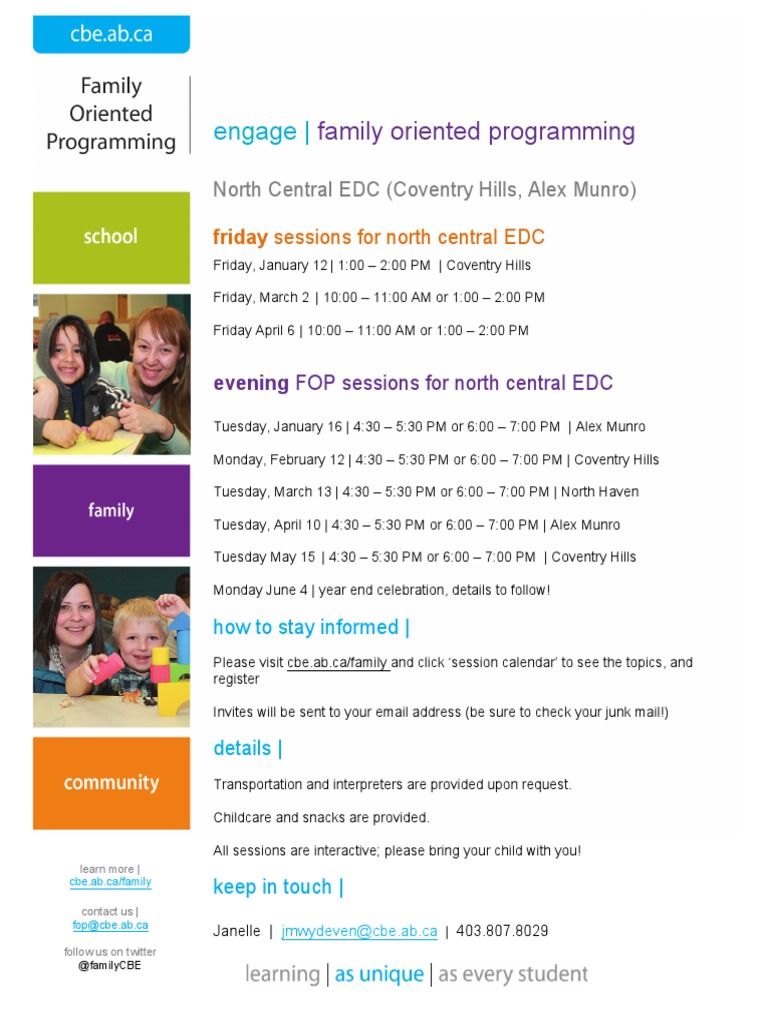 Family Programming Sessions Schedule | PDF | Wellness