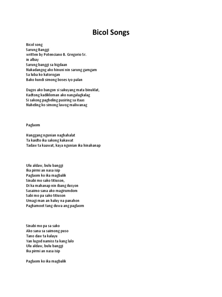 Bicol Songs | PDF