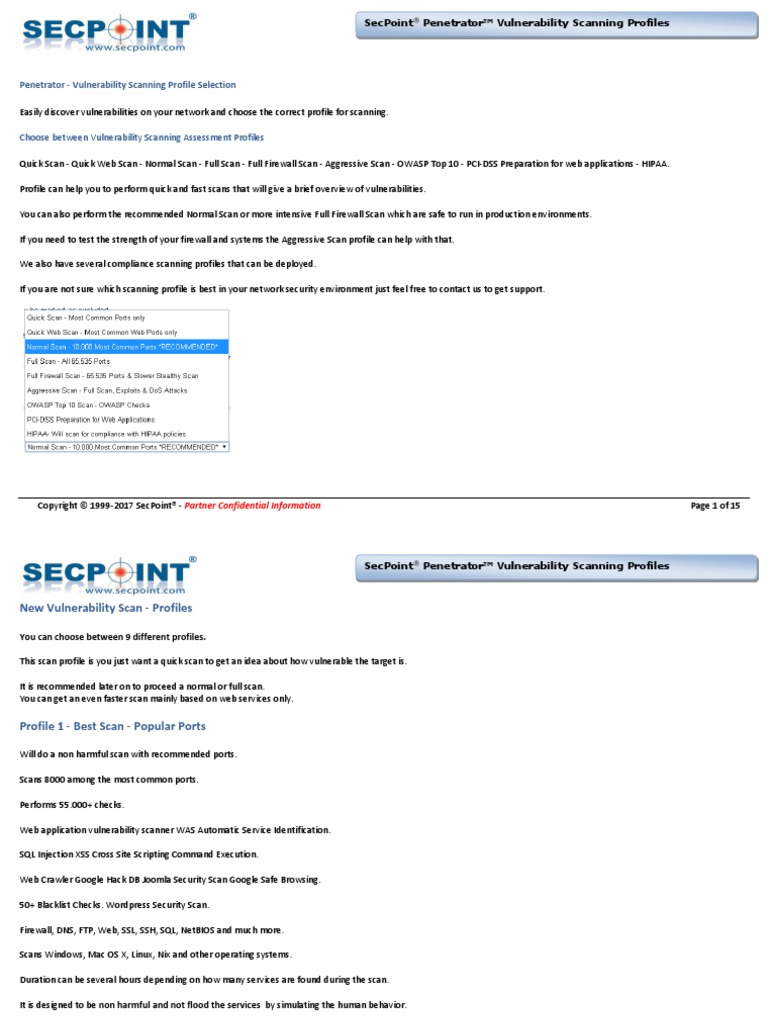 SecPoint Vulnerability Scanning Profiles | PDF | Payment Card Industry ...