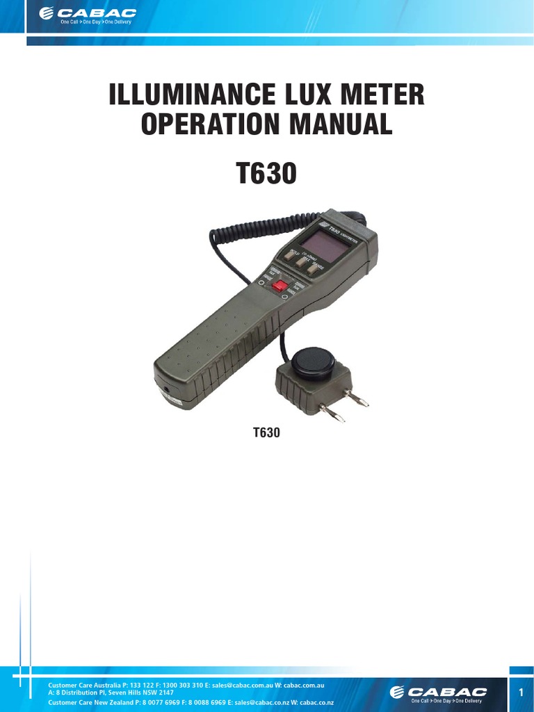 Illuminance Lux Meter Operation Manual T630 | PDF | Scientific ...