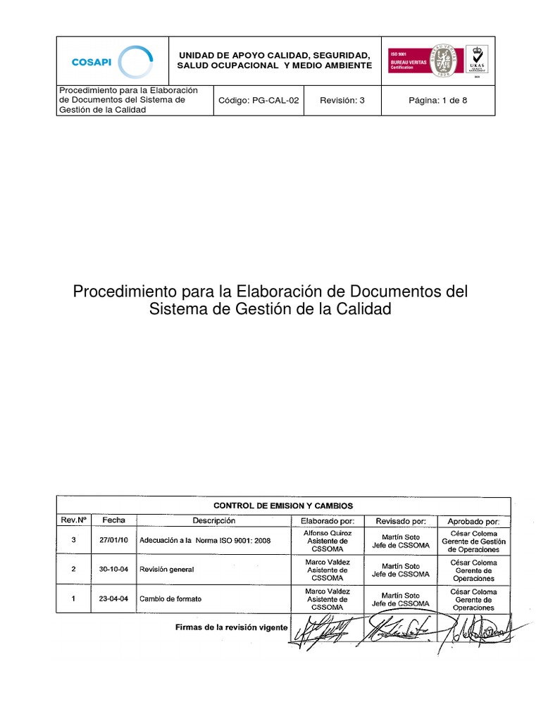 PG-CAL-02 Procedimiento Para La Elaboración de Documentos Del SGC _Rev ...