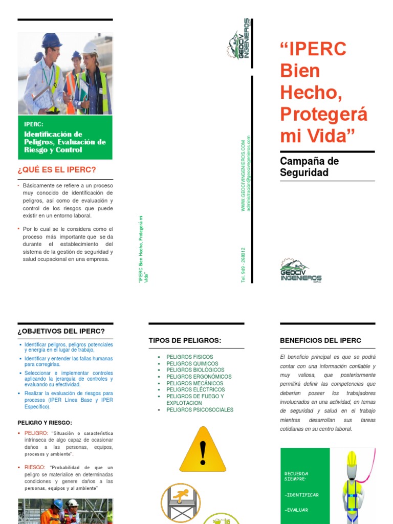Triptico Iperc | PDF | Riesgo | La seguridad