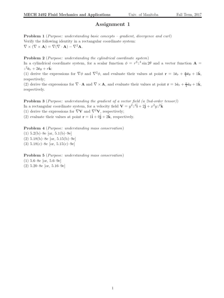 Fluid Mechanics Assignment Solutions | PDF | Fluid Dynamics ...