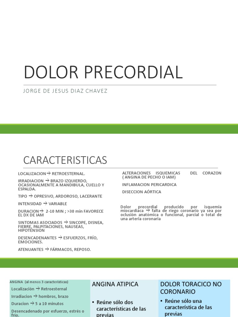 Características del Dolor Precordial | PDF | Cardiología | Enfermedades ...