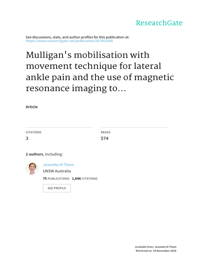 Mulligan's (MWM) Techniques | PDF | Ankle | Musculoskeletal System