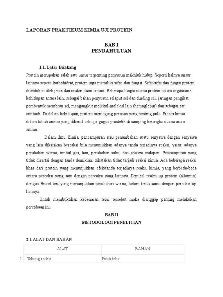 Laporan Praktikum Kimia Uji Protein | PDF | Sains & Matematika