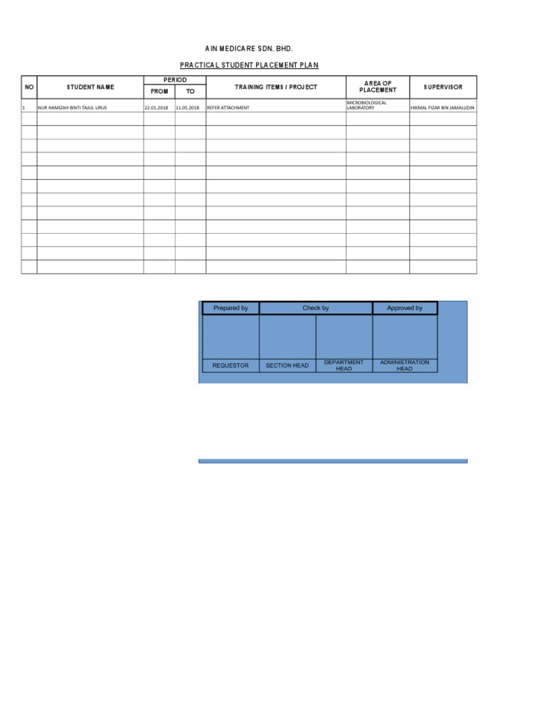 Practical Student Placement Plan | PDF
