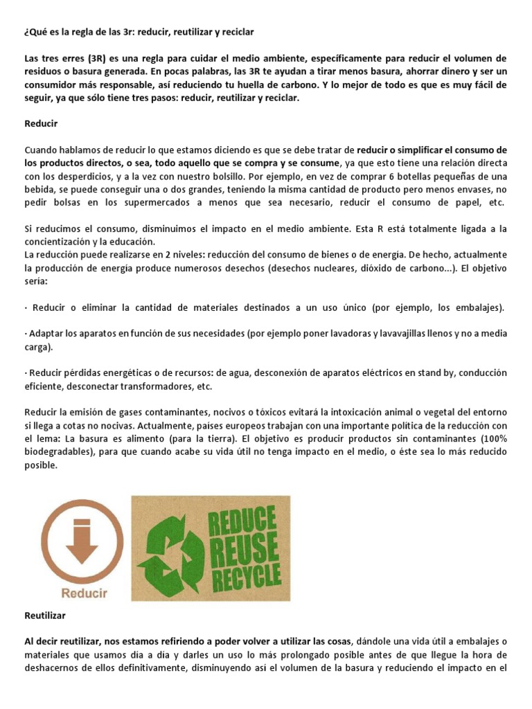Qué Es La Regla de Las 3r | PDF | Reciclaje | Residuos