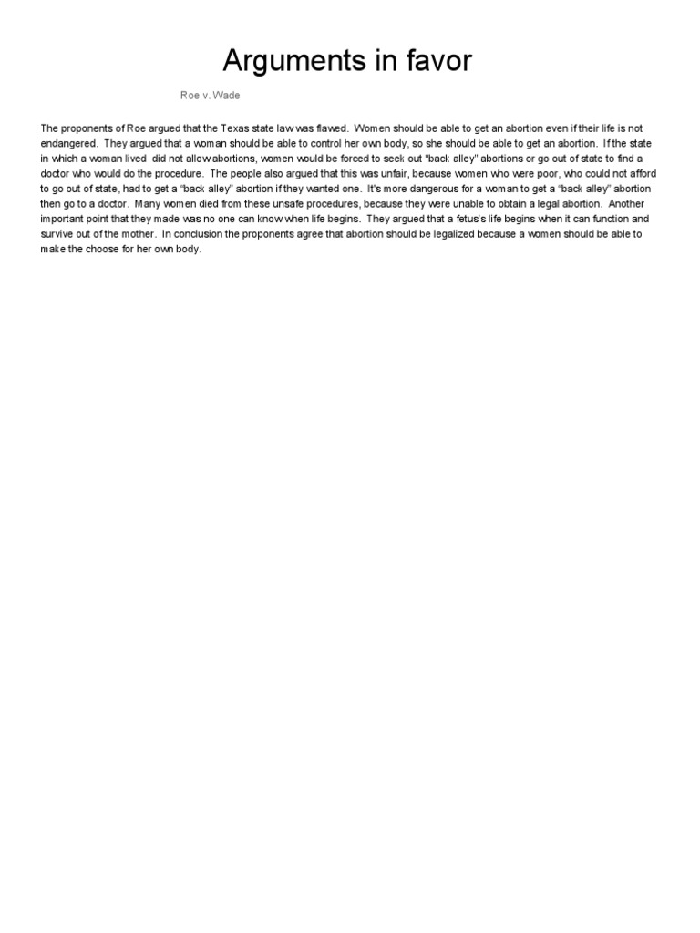 Arguments in Favor 1 | PDF